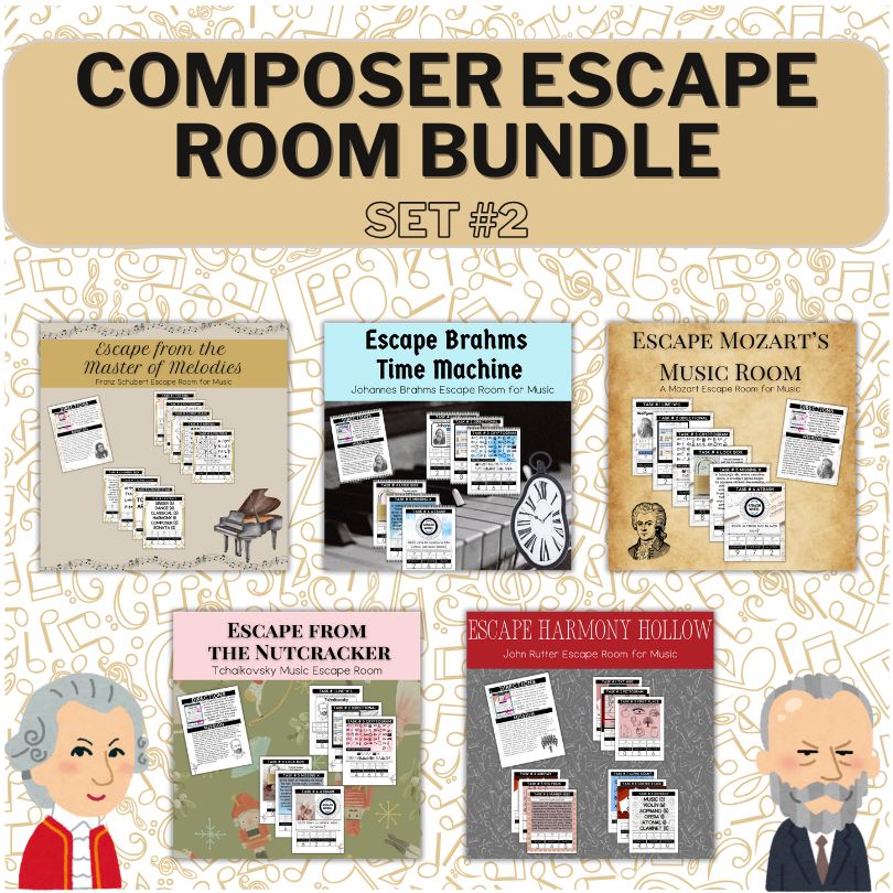 10 Exciting Composer Escape Rooms for Music: Low Prep Music Games for ...